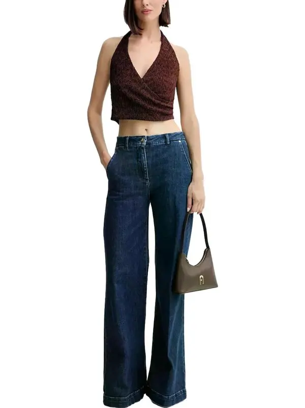 Guess Sleeveless V-neck Cropped Top - Brown