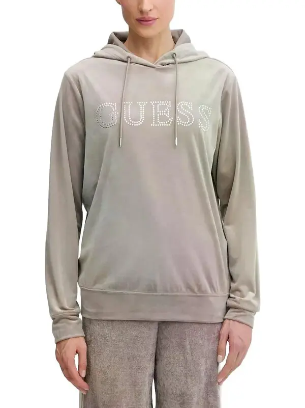 Guess Logo Embellished Hoodie - Neutrals