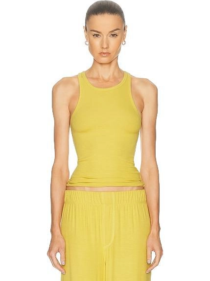 Eterne High Neck Fitted Tank Top - Saffron