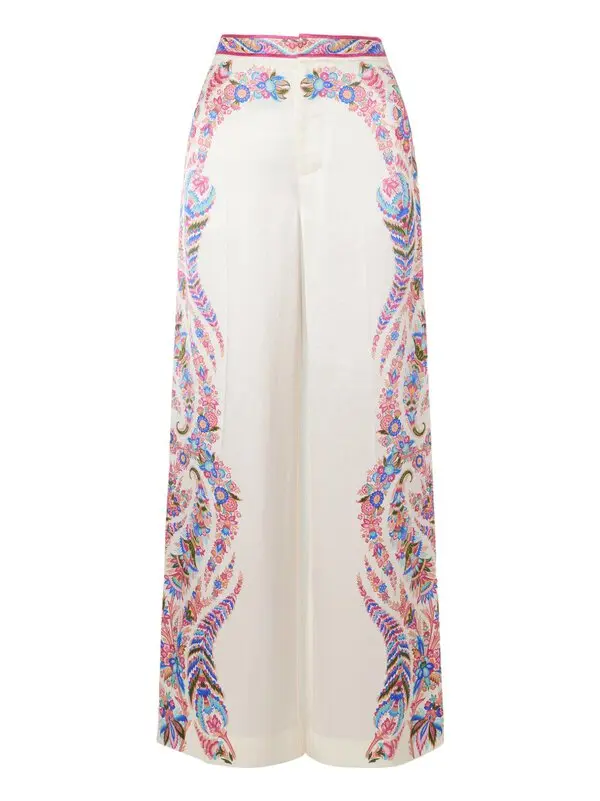 Etro Floral-print Wide-leg Crepe Trousers - Multi