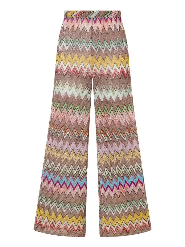 Missoni Striped Metallic Crochet-knit Wide-leg Trousers - Multi