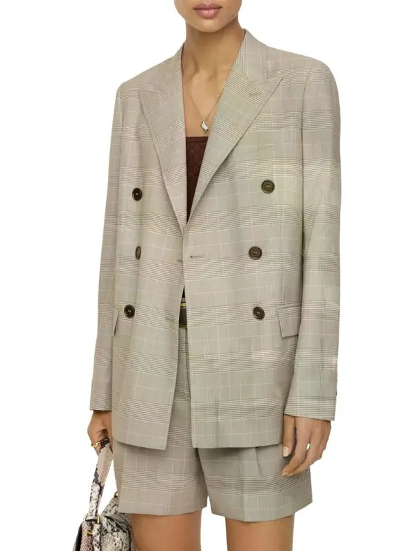 Burberry Check Wool Tailored Jacket - Neutrals