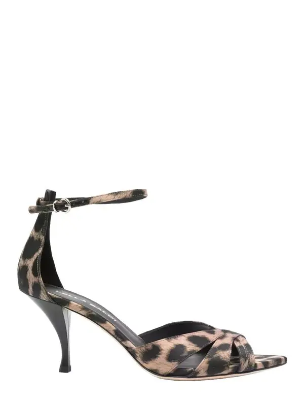 LELLA BALDI Leopard Print Ankle Strap Sandals - Brown