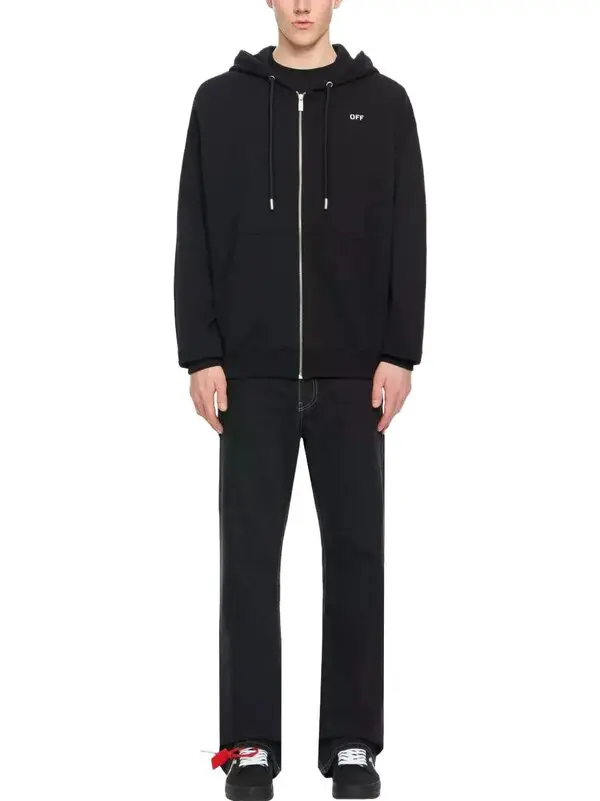 Off-White Printed Zip-up Hoodie - Black