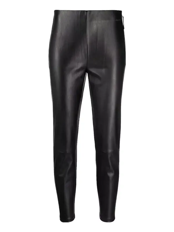 Calvin Klein Cropped Faux-leather Leggings - Black