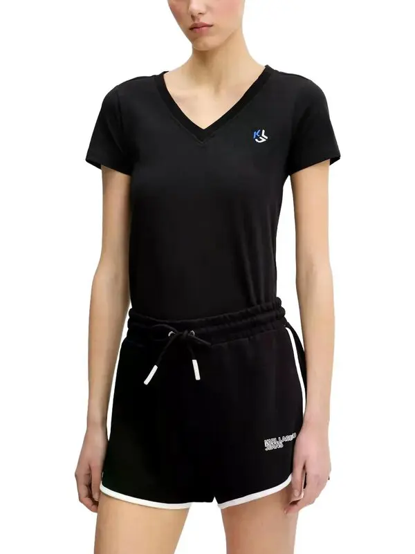 Karl Lagerfeld V-neck Logo T-shirt - Black