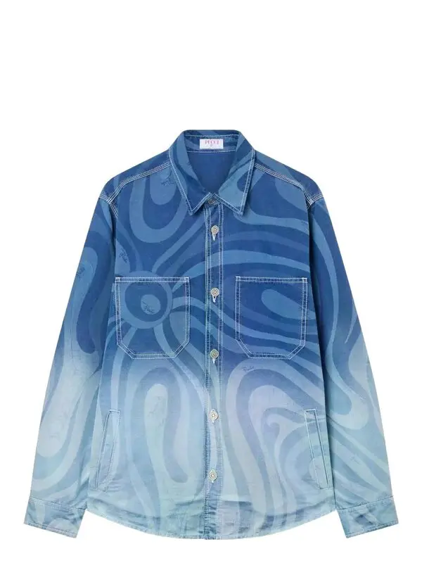 Emilio Pucci Marmo Print Oversized Denim Jacket - Blue