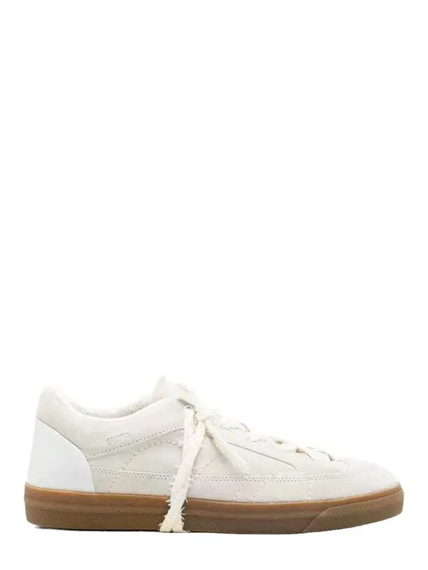 SANTHA Love Cut Paneled Lace-up Sneakers - Neutrals