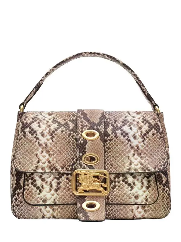 Burberry Small Rider Bag In Python-print Leather - Neutrals
