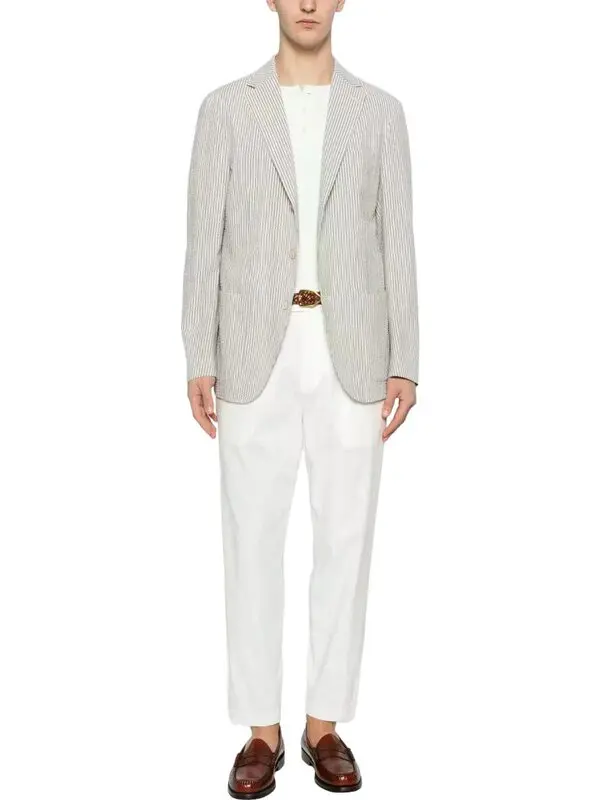 Eleventy Striped Single-breasted Jacket - Neutrals