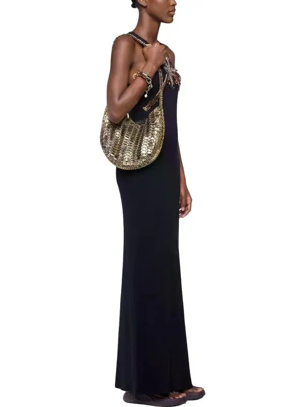 Rabanne Embroidered Palm Tree Maxi Dress - Black