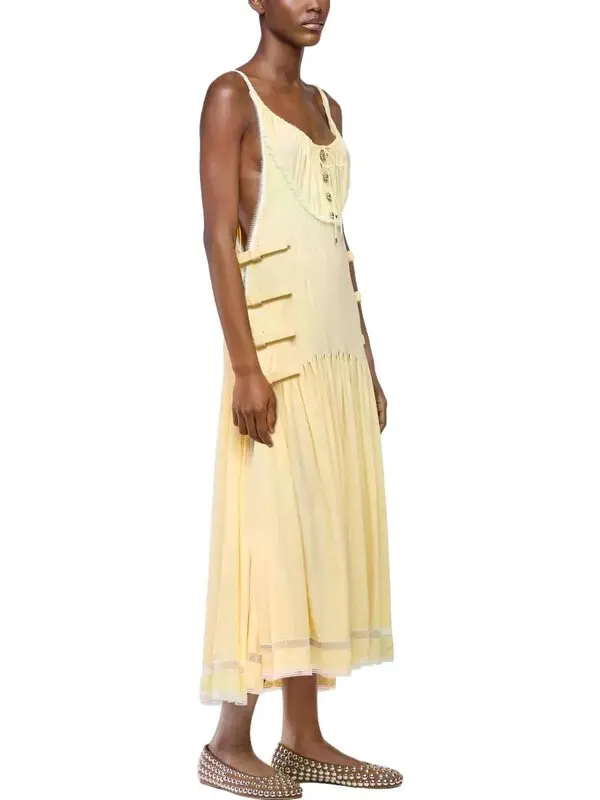 Rabanne Lace-trim Midi Dress - Yellow