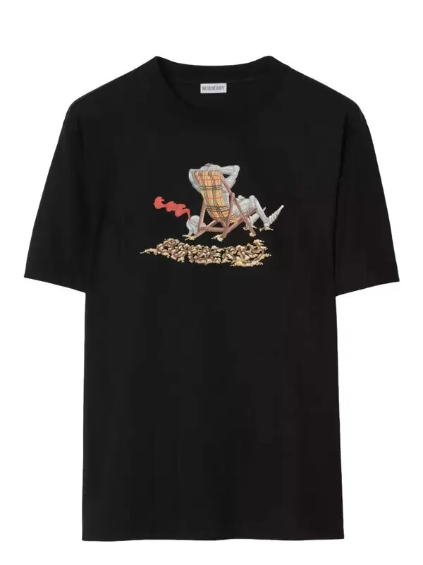 Burberry Beach Knight Cotton T-shirt - Black
