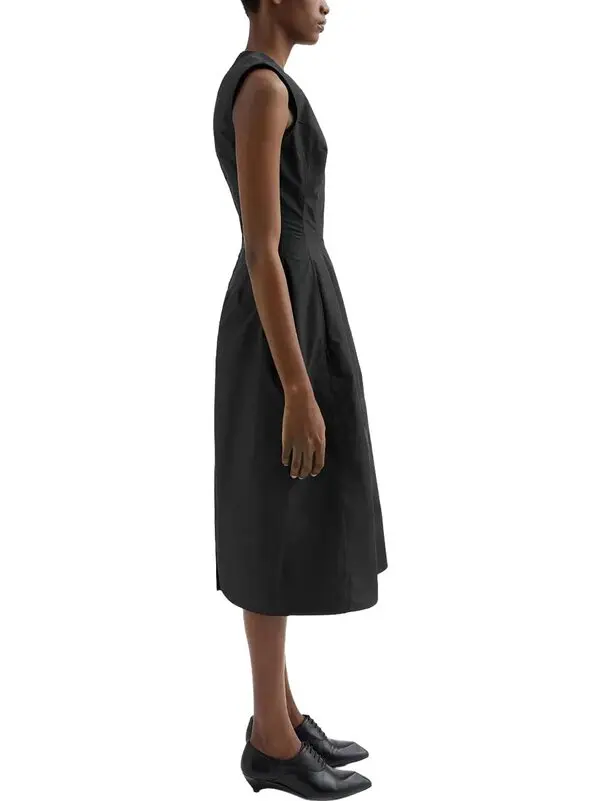 JIL SANDER Technical Faille Midi Dress - Black