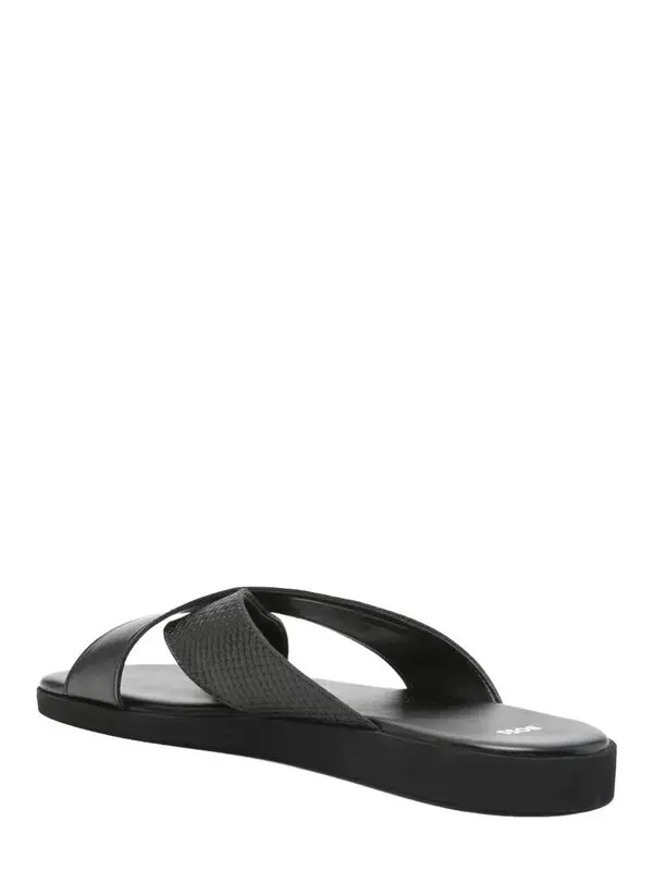 BOSS Faux-leather Slides With Plain And Patterned Straps - Black