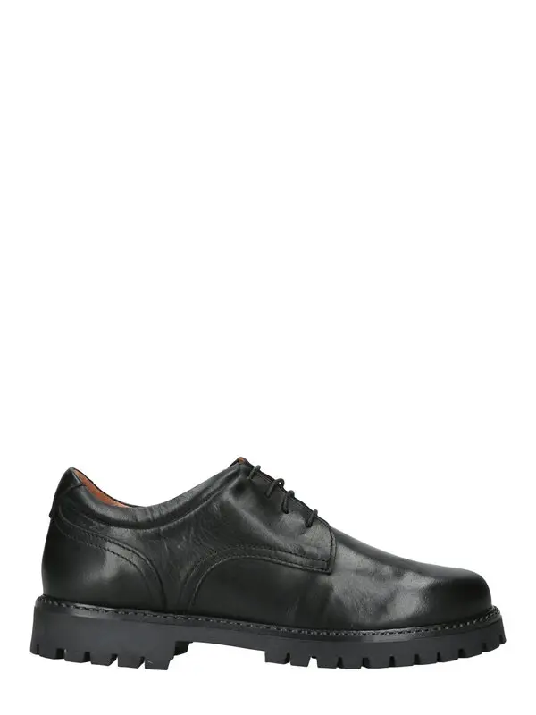 PAPOUELLI Leather Lace Up School Shoes - Black