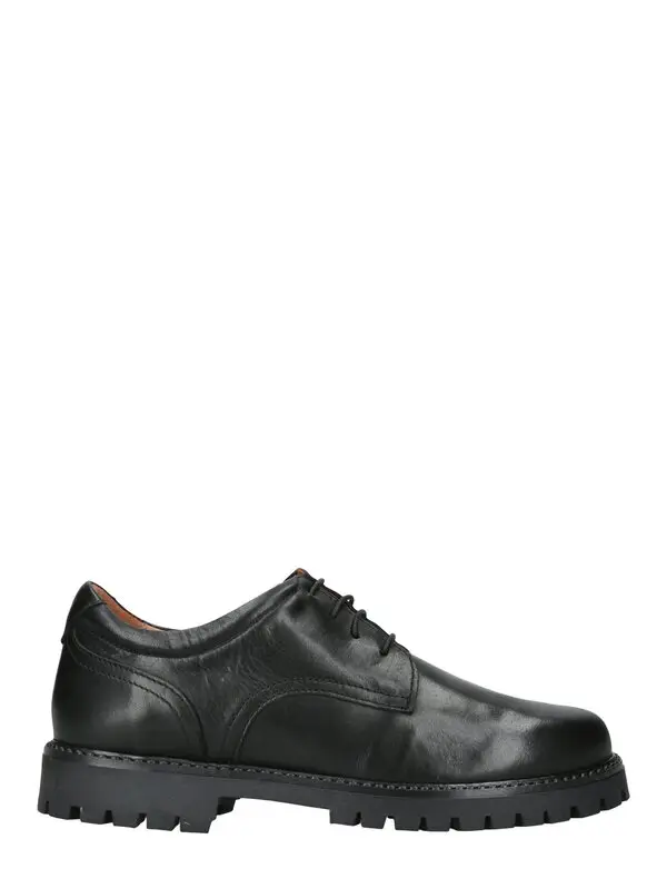 PAPOUELLI Leather Lace Up School Shoes - Black