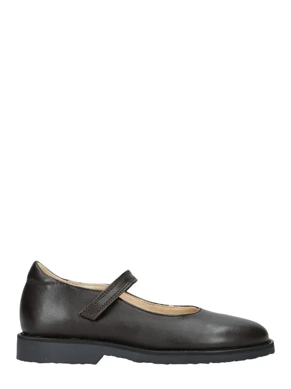 PAPOUELLI Leather Emilia Mary Jane Flats - Brown