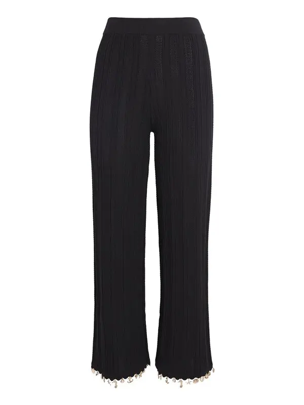 Maje Embellished Knit Trousers - Black