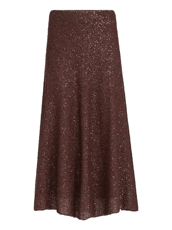 Brunello Cucinelli Linen-cashmere-silk Midi Skirt - Red