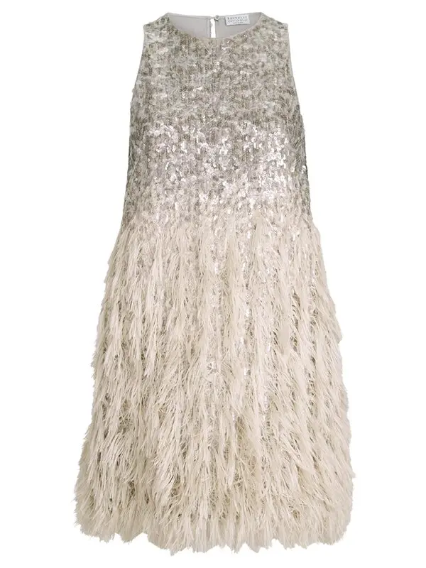 Brunello Cucinelli Embellished Mini Dress - Grey