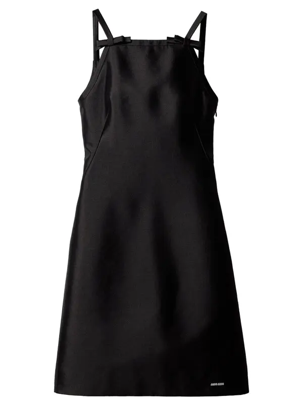Miu Miu Silk-wool Bow Mini Dress - Black