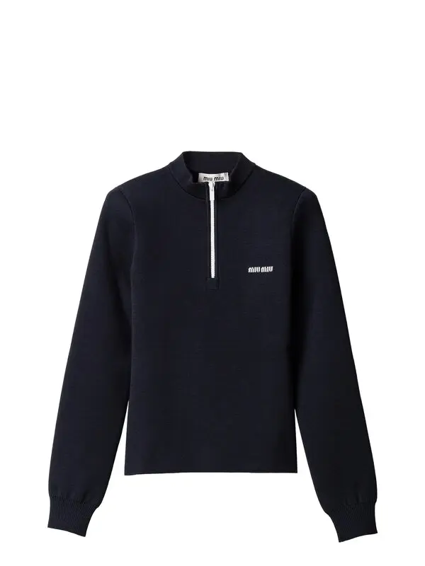 Miu Miu Wool Half-zip Sweatshirt - Blue