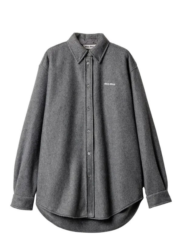 Miu Miu Fleece Logo Shirt - Grey