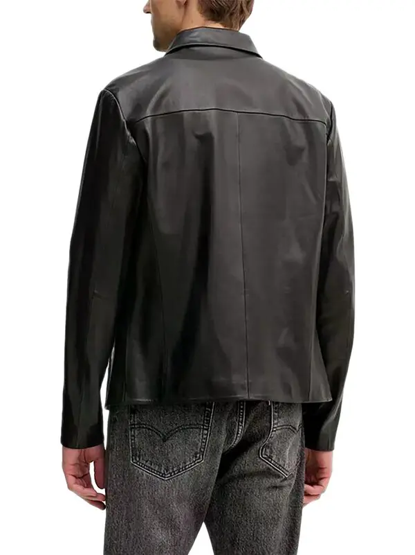 Guess Leather Zip-up Jacket - Black