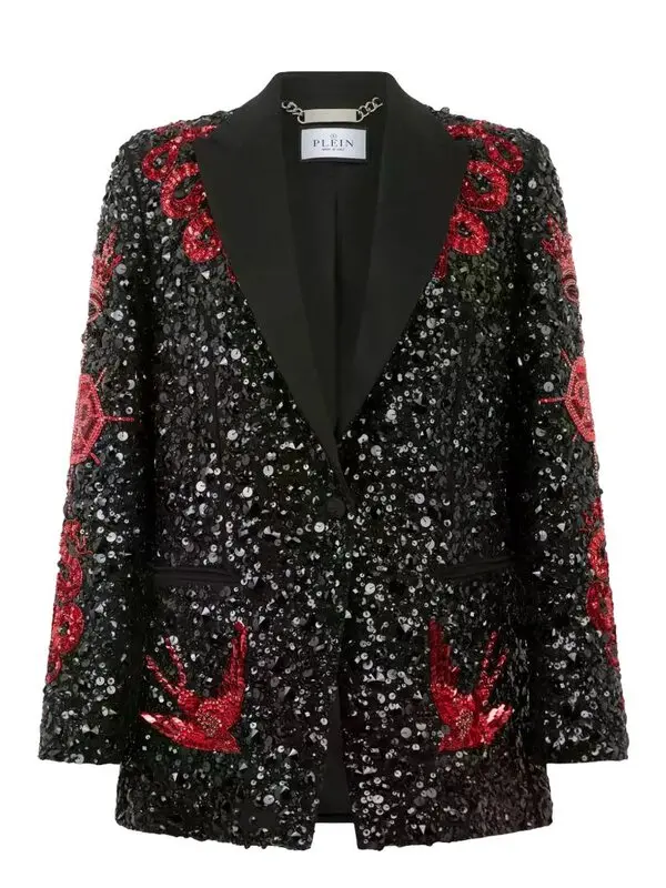 Philipp Plein Sequin Embellished Blazer - Black