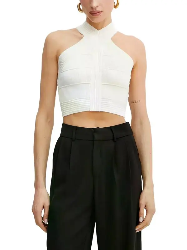 Guess Staci Halterneck Knitted Top - Neutrals