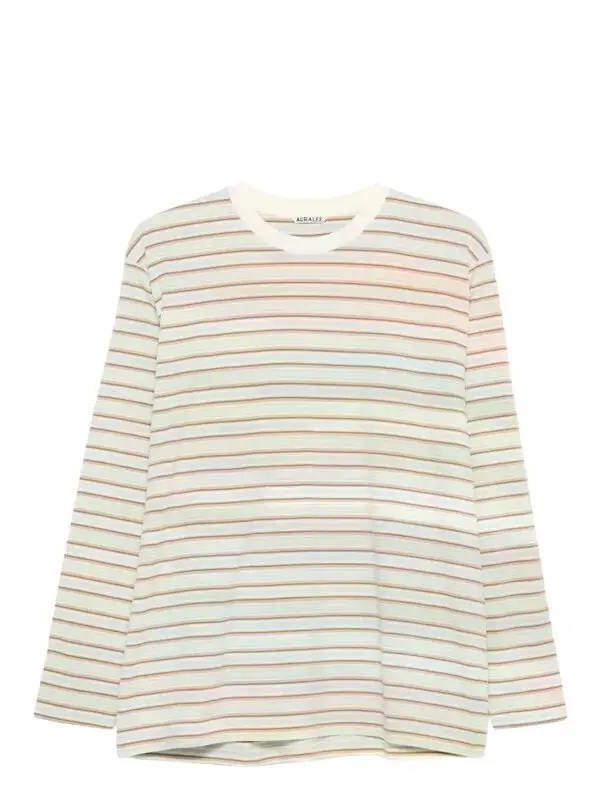 Auralee Striped Long-sleeve T-shirt - Neutrals