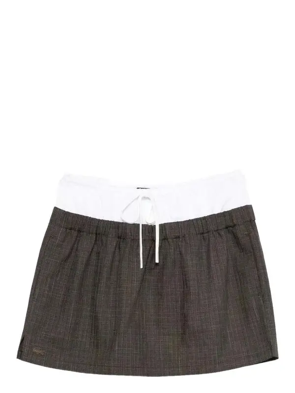 Lacoste Checked Mini Skirt With Drawstring - Grey
