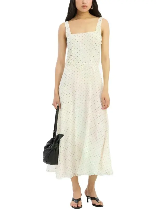 ROTATE BY BIRGER CHRISTENSEN Dotted Print Chiffon Midi Dress - Neutrals