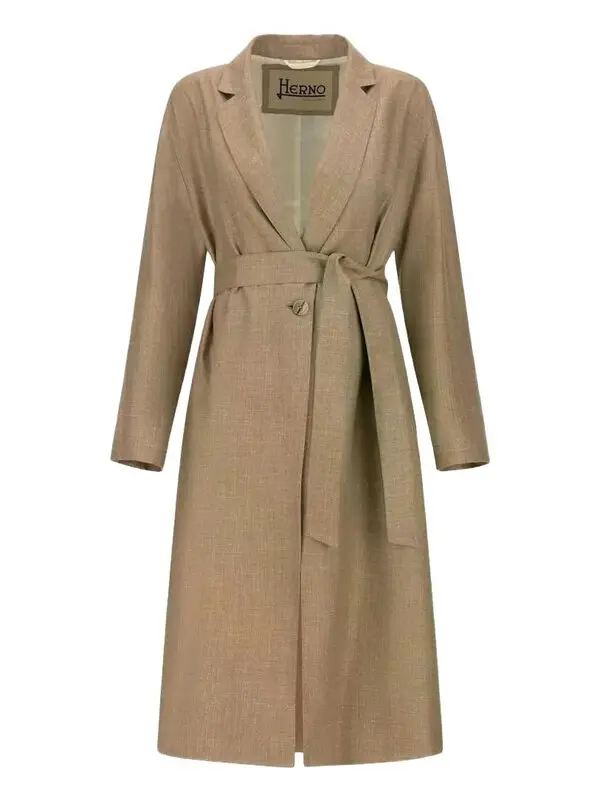 Herno Belted Single-breasted Coat - Neutrals