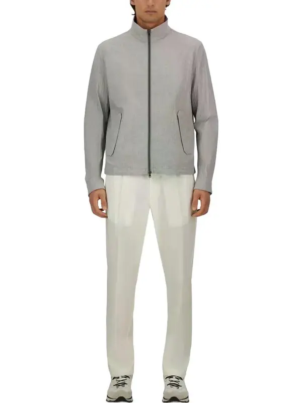 Herno Seersucker High-collar Jacket - Grey