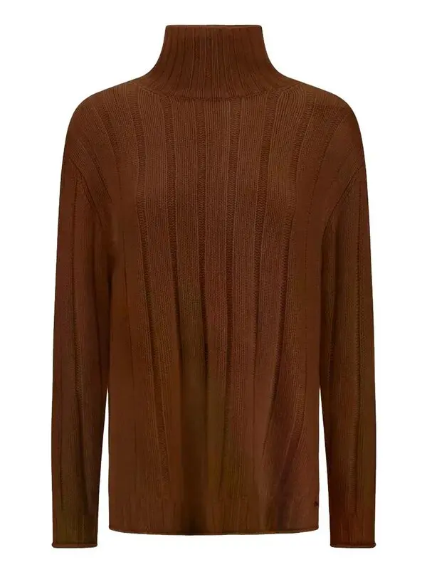 Herno Ribbed-knit Roll Neck Sweater - Brown