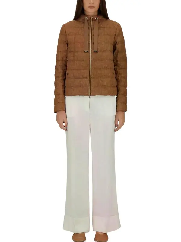 Herno Quilted High-neck Jacket With Striped Detail - Brown