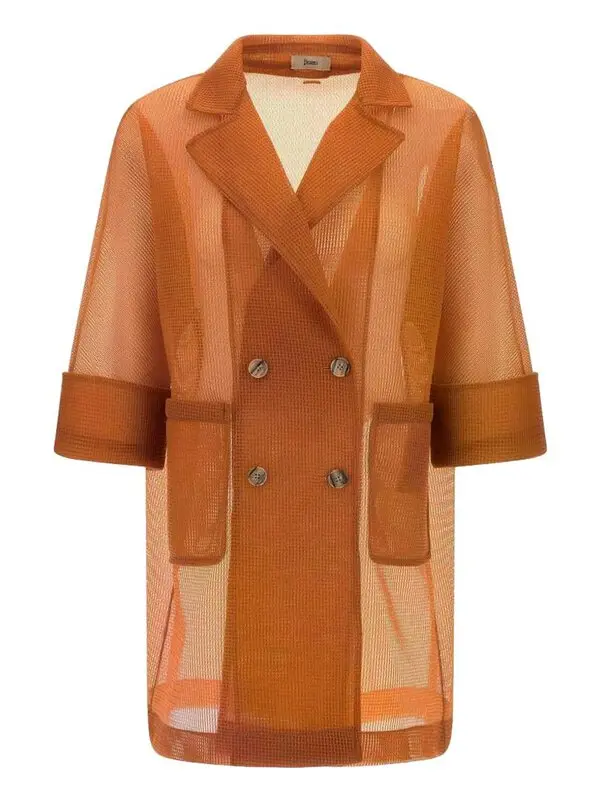 Herno Double-breasted Mesh Coat - Orange