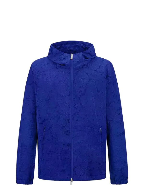 Herno Water Jacquard Hooded Jacket - Blue