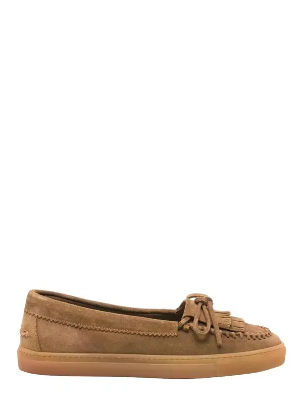 SUMMERY COPENHAGEN Fringed Suede Loafers - Brown