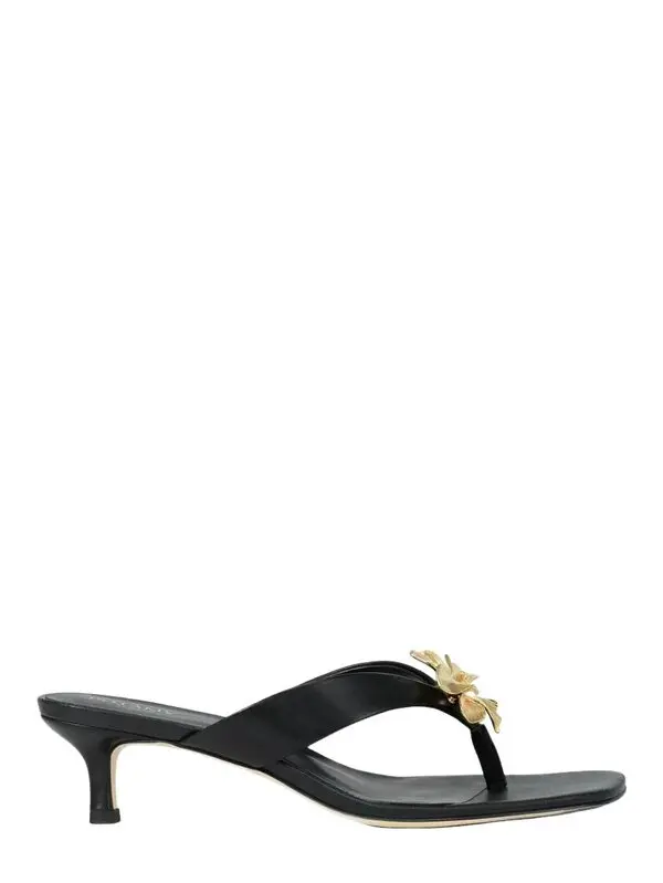 POTAMY Floral Leather Flip-flops - Black