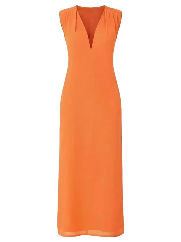 Moschino V-neck Sleeveless Midi Dress - Orange