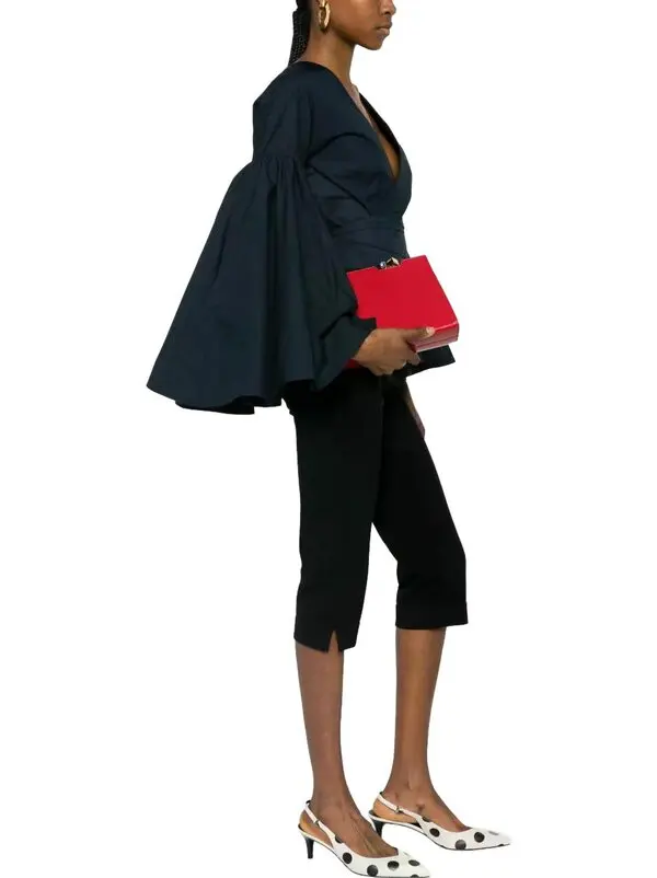 Jacquemus Cropped Surplice Blouse With Flared Sleeves - Blue