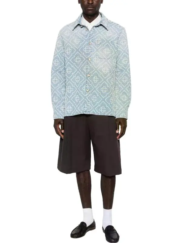 Casablanca Monogram-embellished Denim Shirt - Blue