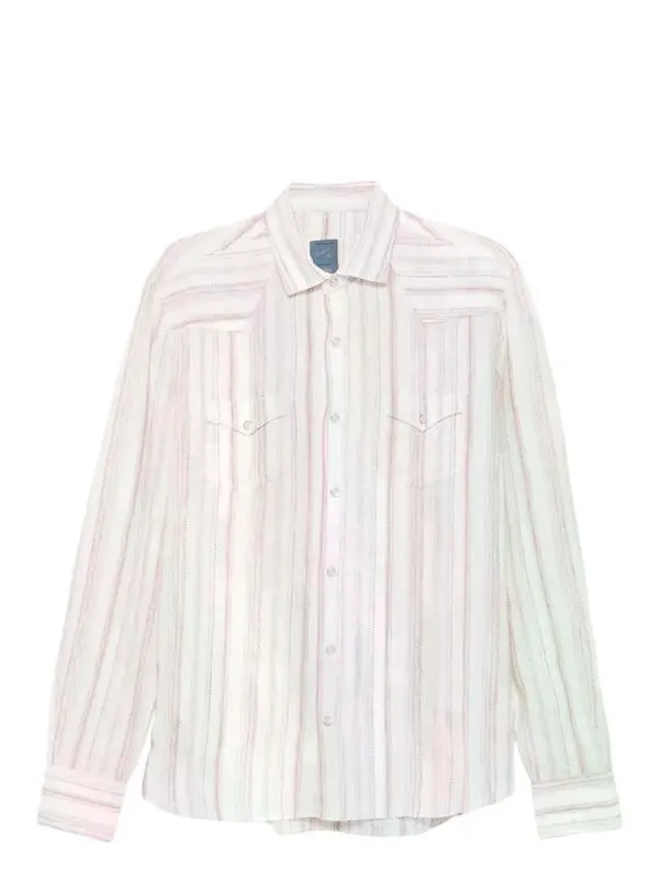 BARBA NAPOLI Striped Pocket Shirt - Neutrals