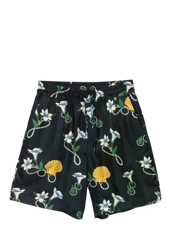 Drole De Monsieur Floral Print Shorts - Blue