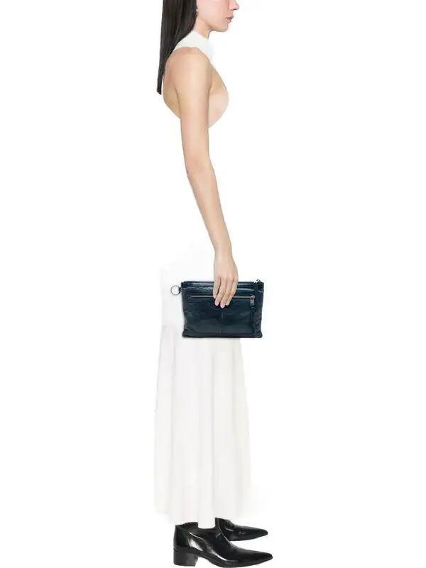Balenciaga Lambskin Motocross Classic Clip S Clutch Bag - Blue