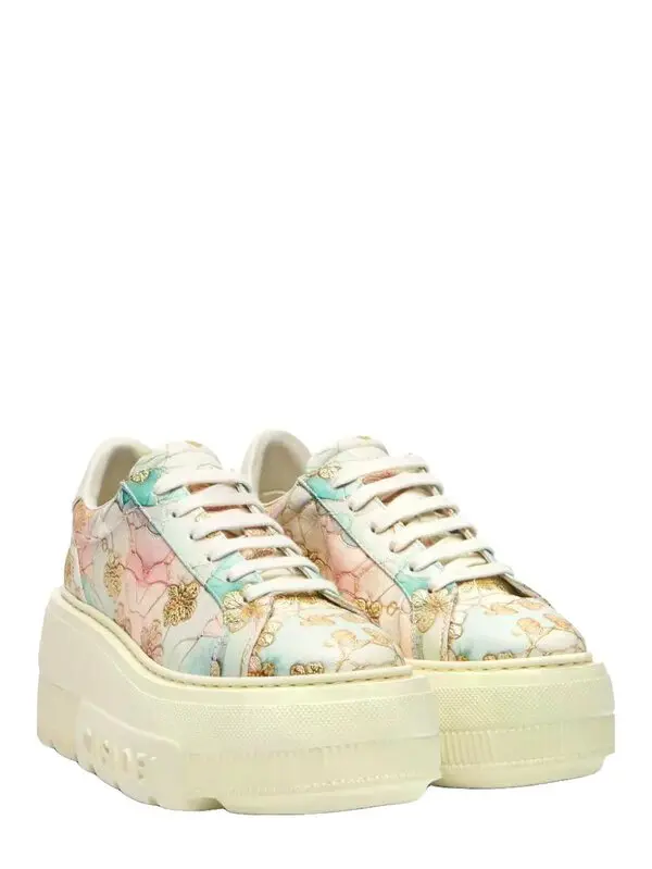 Casadei Floral Detail Platform Sneakers - Neutrals