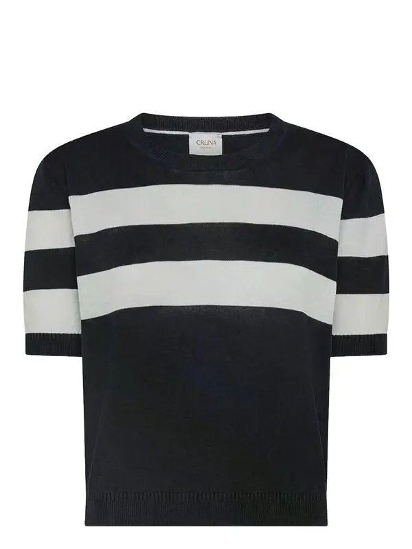 CRUNA Striped Round Neck T-shirt - Blue